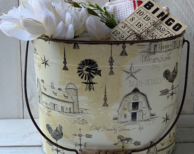 Farmhouse Decor, Decorative Farm Bucket, Farmers Pail,decorative Bucket ...