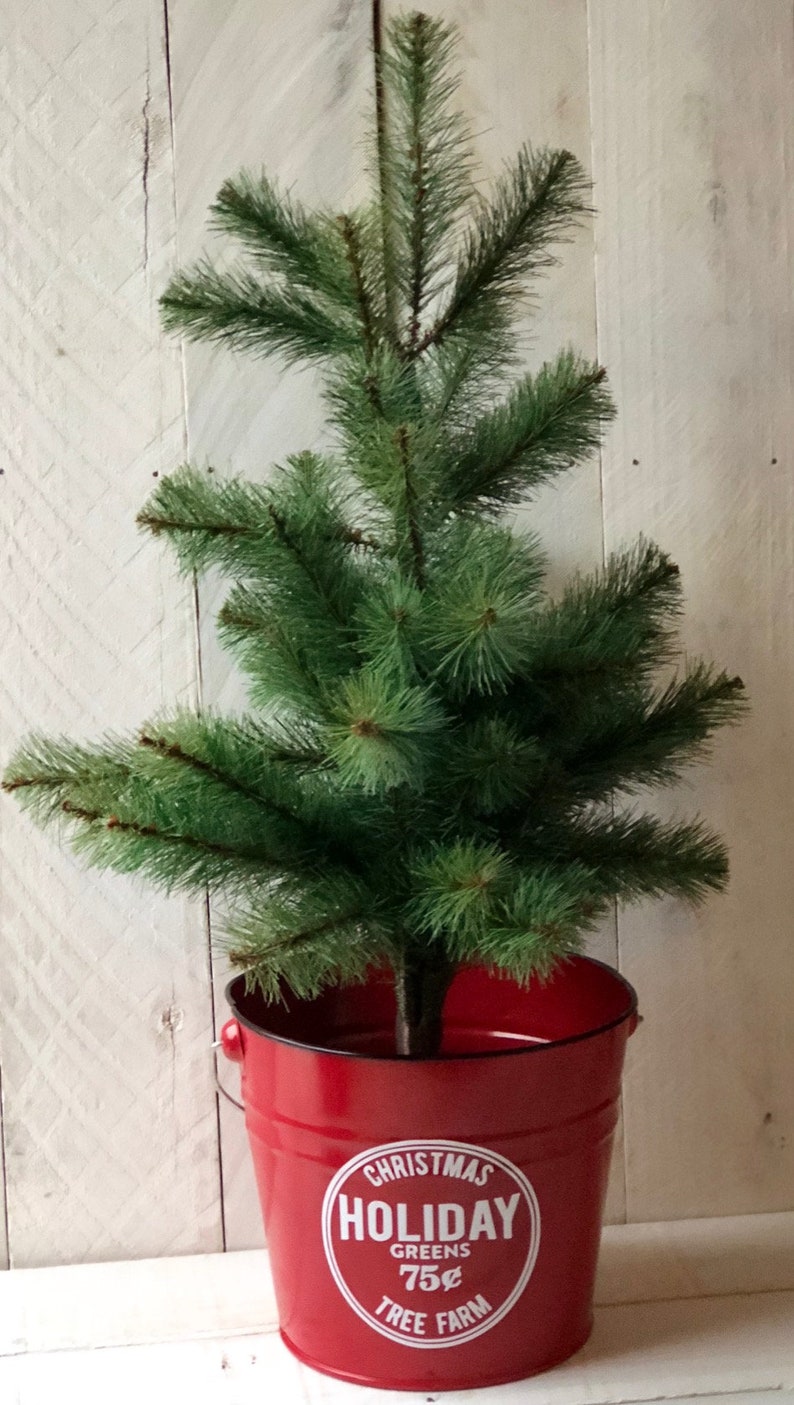 Farmhouse Christmas, Christmas Tree Farm Pail, Tree Farm Bucket ...