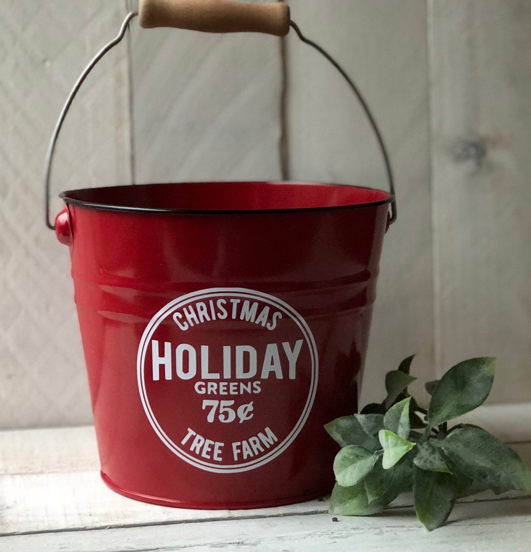 Farmhouse Christmas, Christmas Tree Farm Pail, Tree Farm Bucket ...