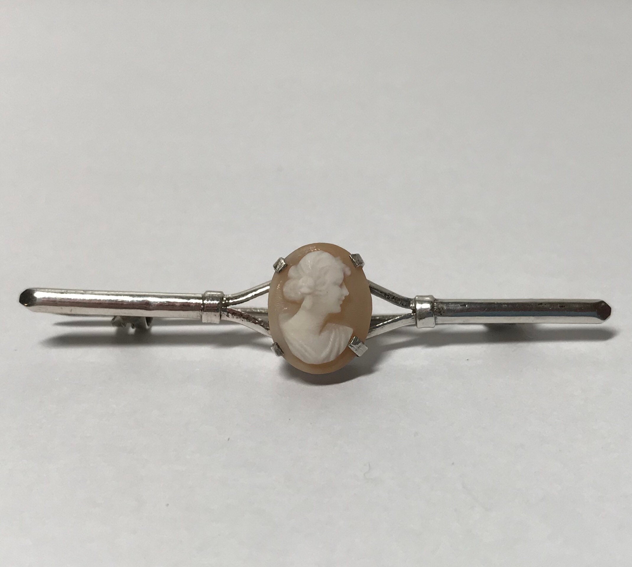 Vintage 800 Silver Cameo Brooch With Box - Etsy