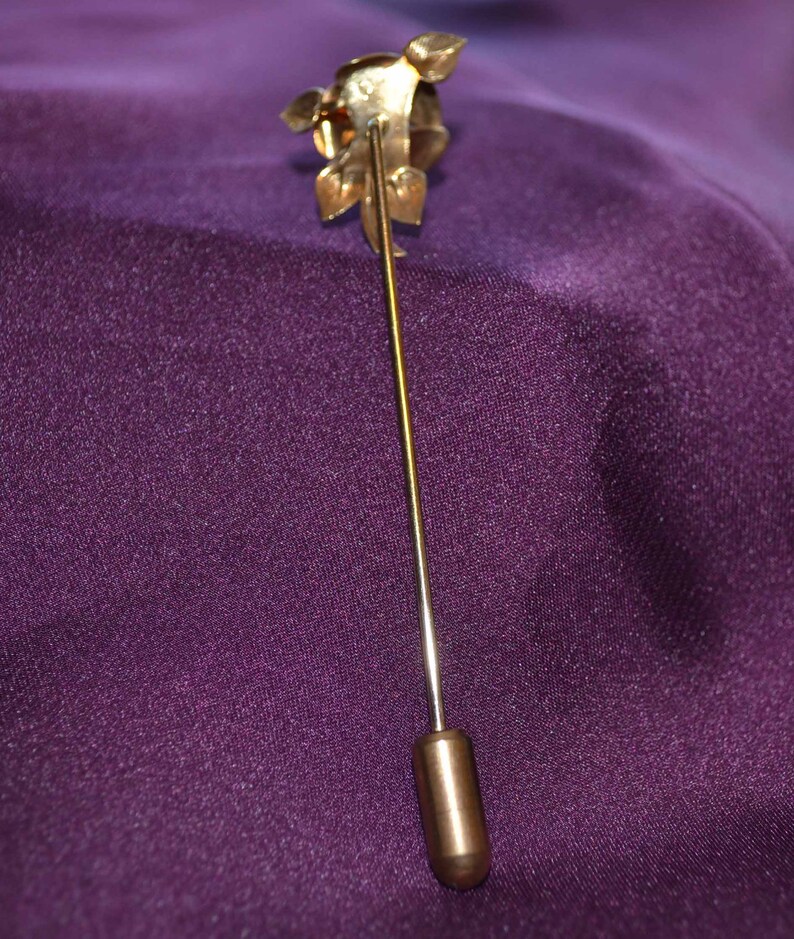 Beautiful Rose Stick Pin With 12kt Gold Overlay, Brushed on the Rose ...