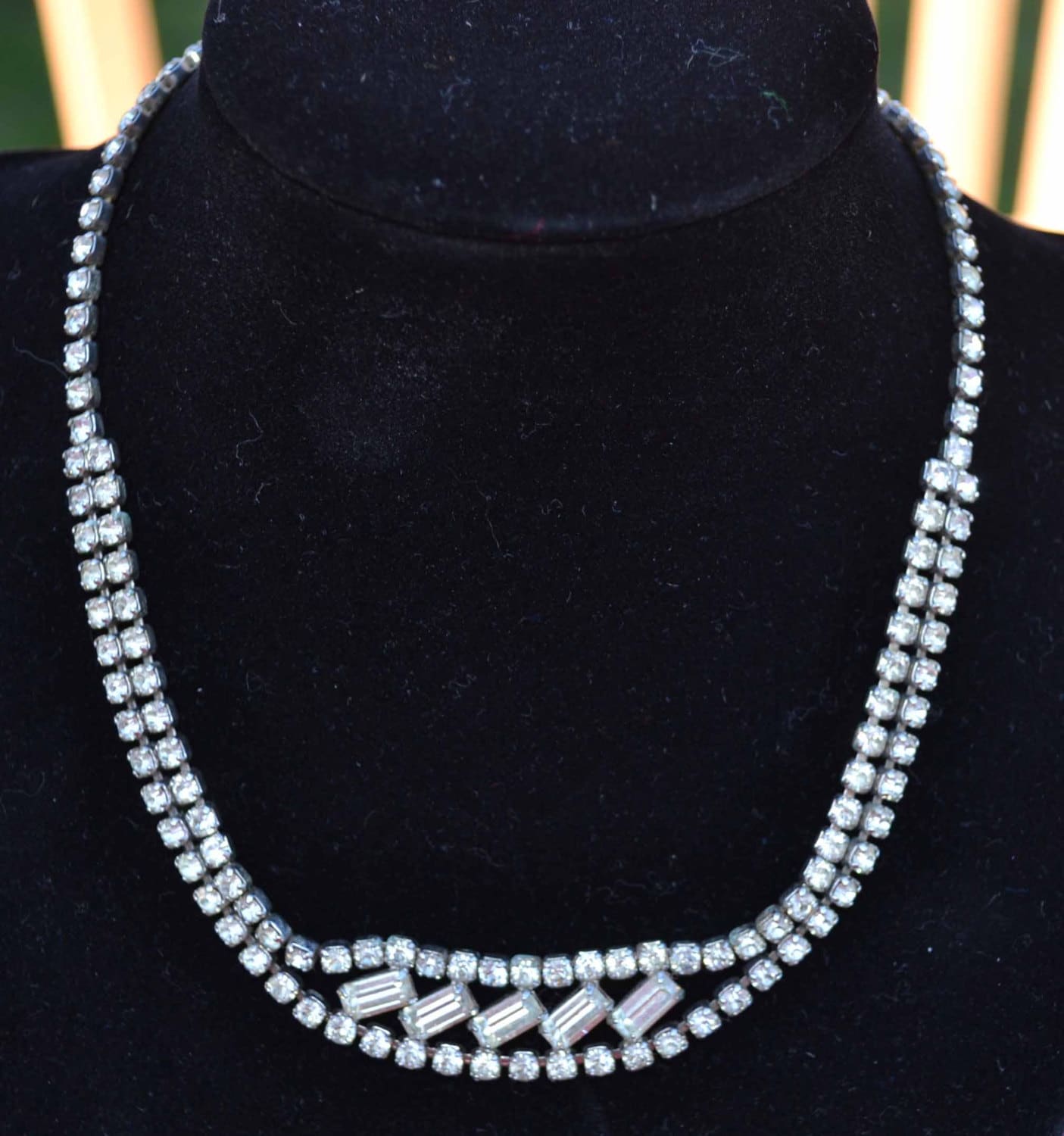 Vintage Signed Kramer of New York Rhinestone Necklace Choker Necklace ...