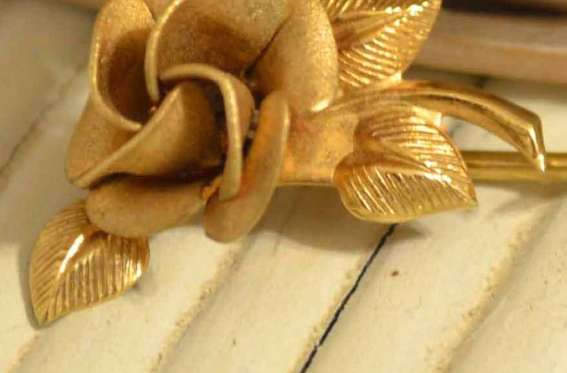 Beautiful Rose Stick Pin With 12kt Gold Overlay, Brushed on the Rose ...