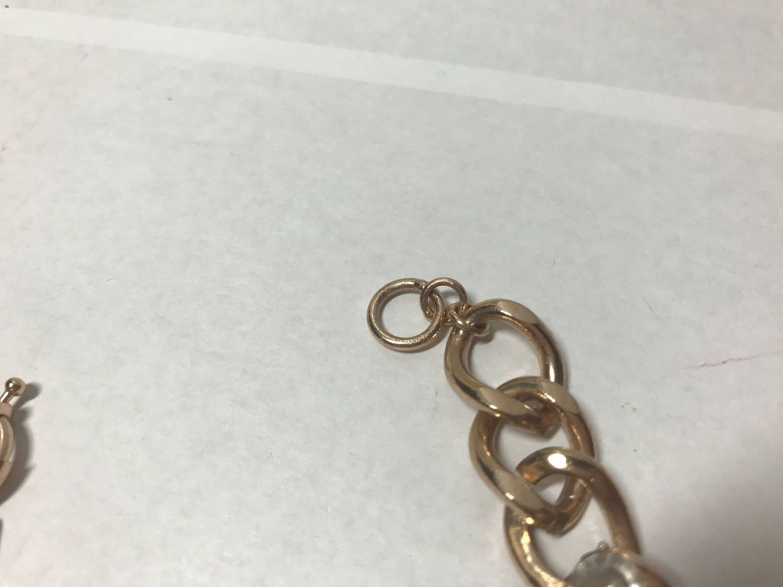 Vintage Chain Link and White Rhinestone Gold Tone Bracelet - Etsy