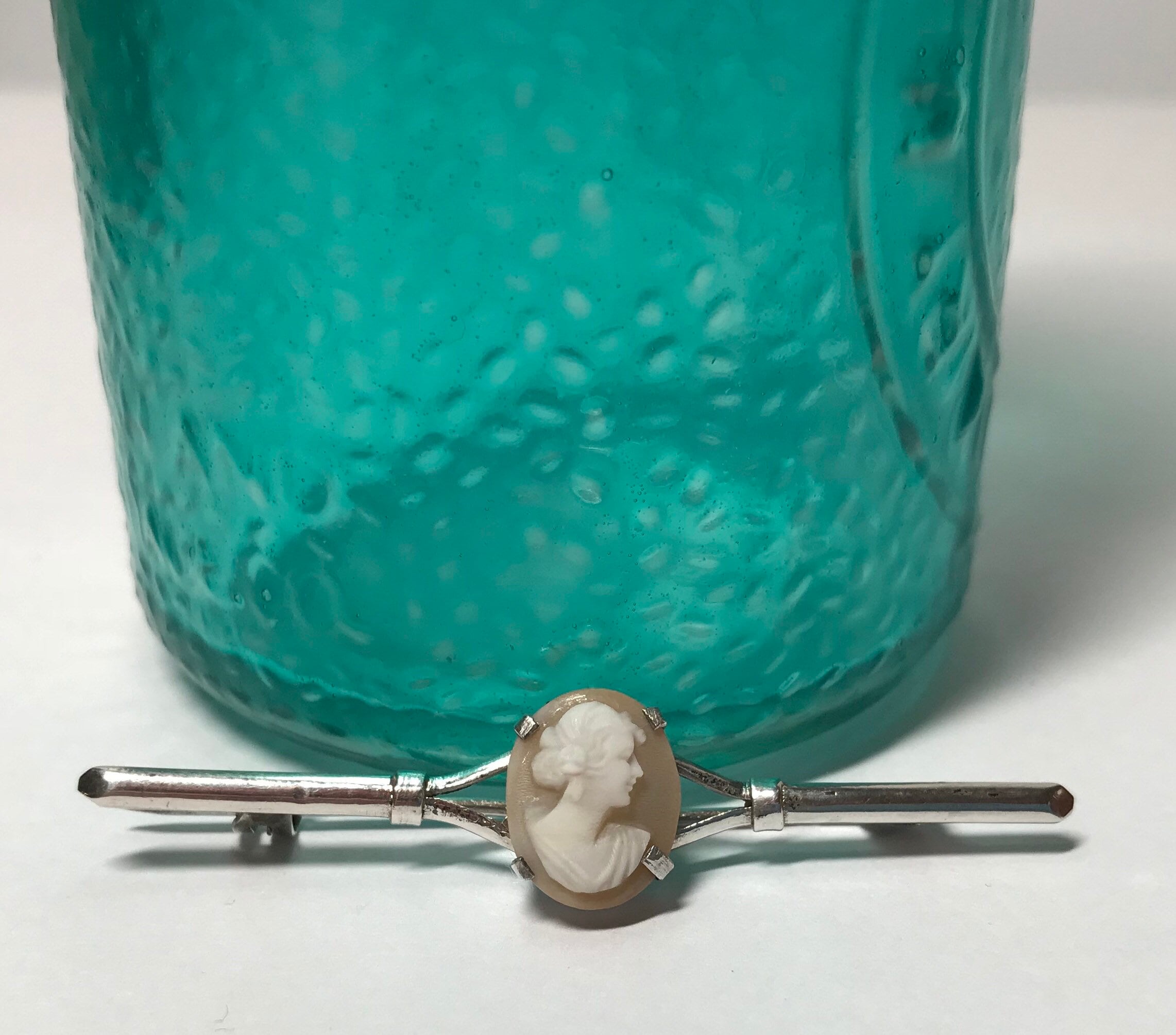 Vintage 800 Silver Cameo Brooch With Box - Etsy