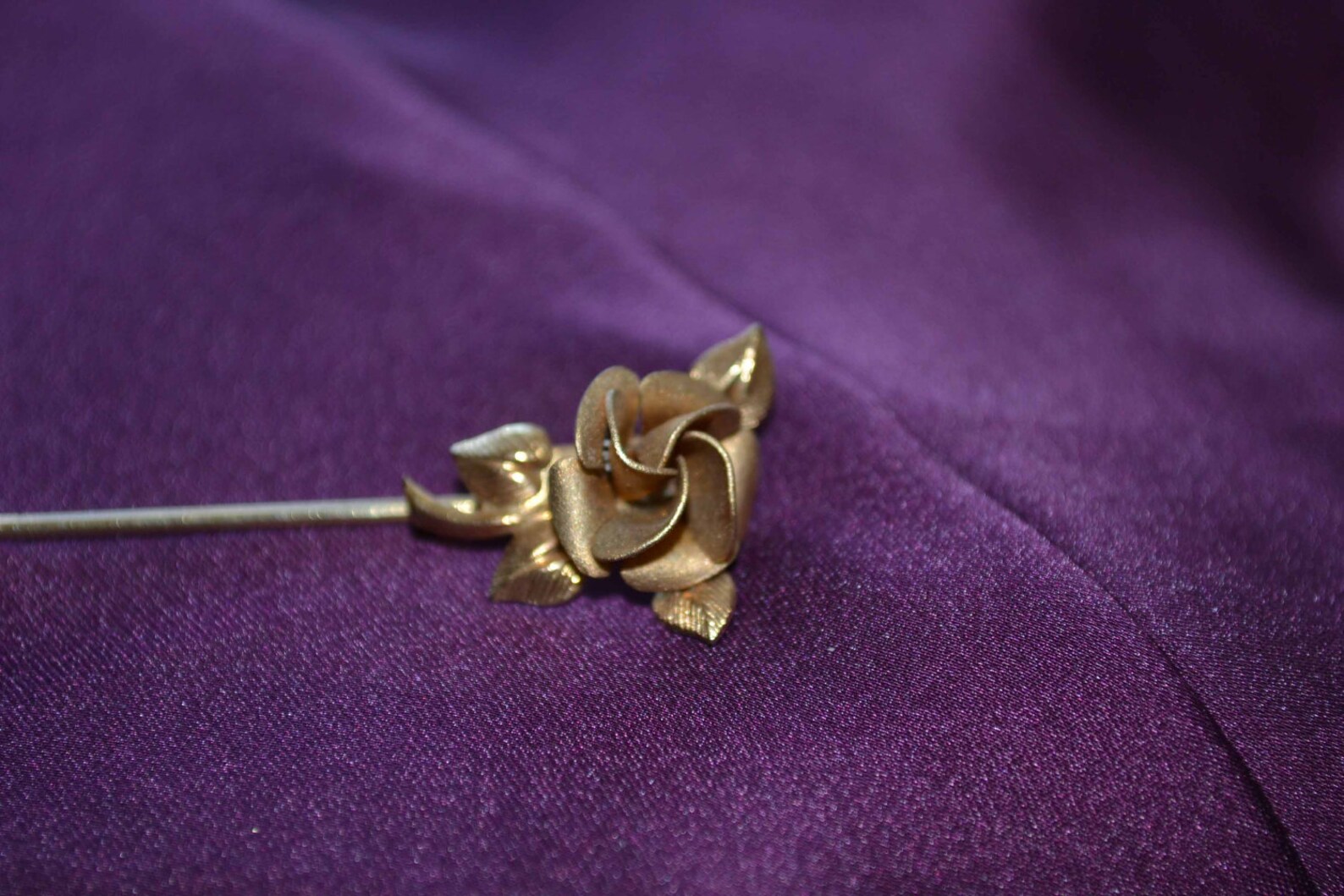 Beautiful Rose Stick Pin With 12kt Gold Overlay, Brushed on the Rose ...