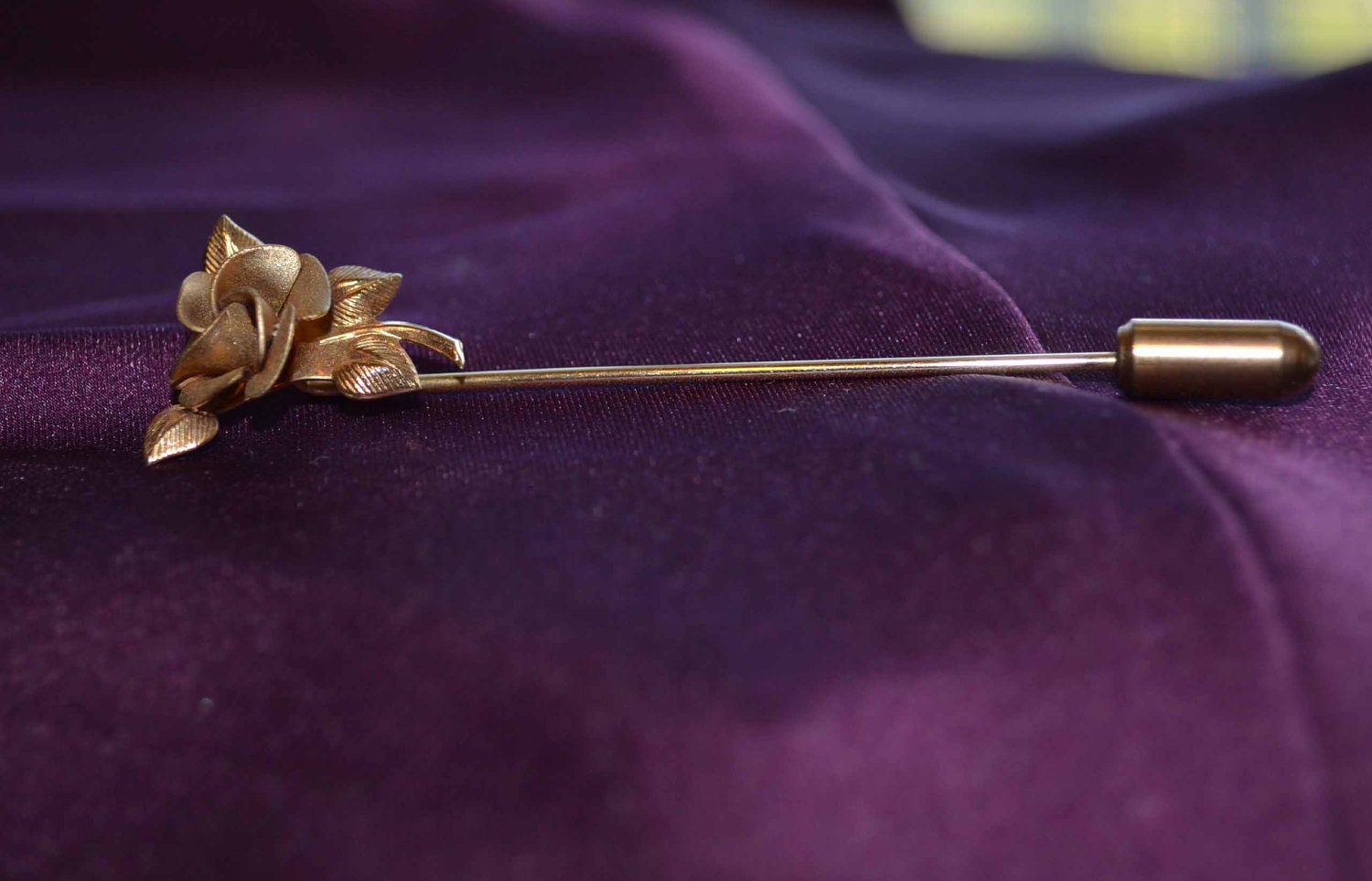 Beautiful Rose Stick Pin With 12kt Gold Overlay, Brushed on the Rose ...