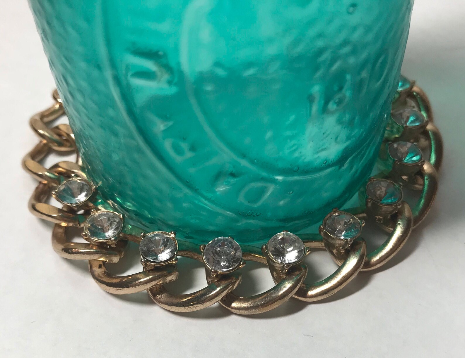 Vintage Chain Link and White Rhinestone Gold Tone Bracelet - Etsy