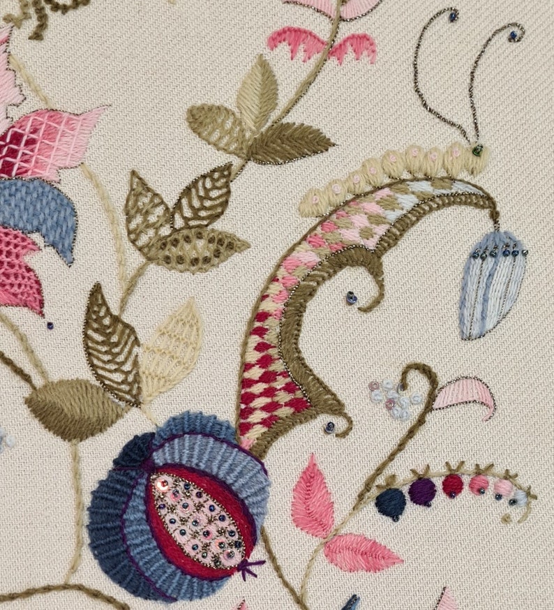 Beetle Reverie Crewel Embroidery Design: Printed Panel & Embellishment ...