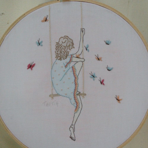 Hand Embroidered Girl Instructions & Pattern. Embroidery Hoop - Etsy