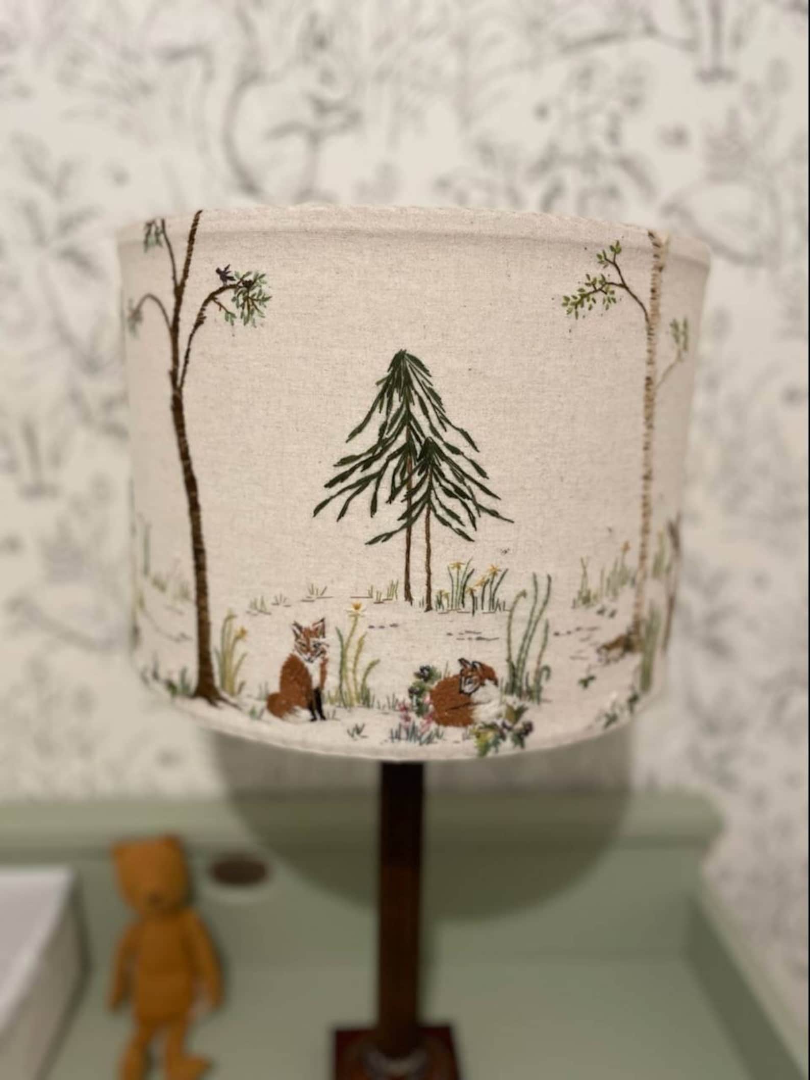 Hand Embroidery Lampshade Pattern. WOODLAND Theme Lampshade. - Etsy