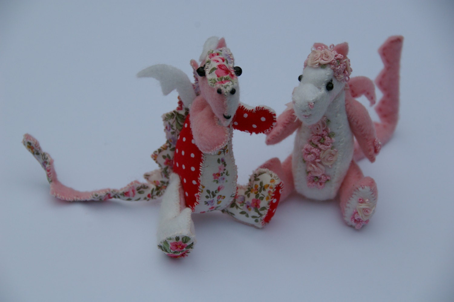 Pattern Hand Embroidered Tiny Felt Dragon and Patchwork Dragon | Etsy