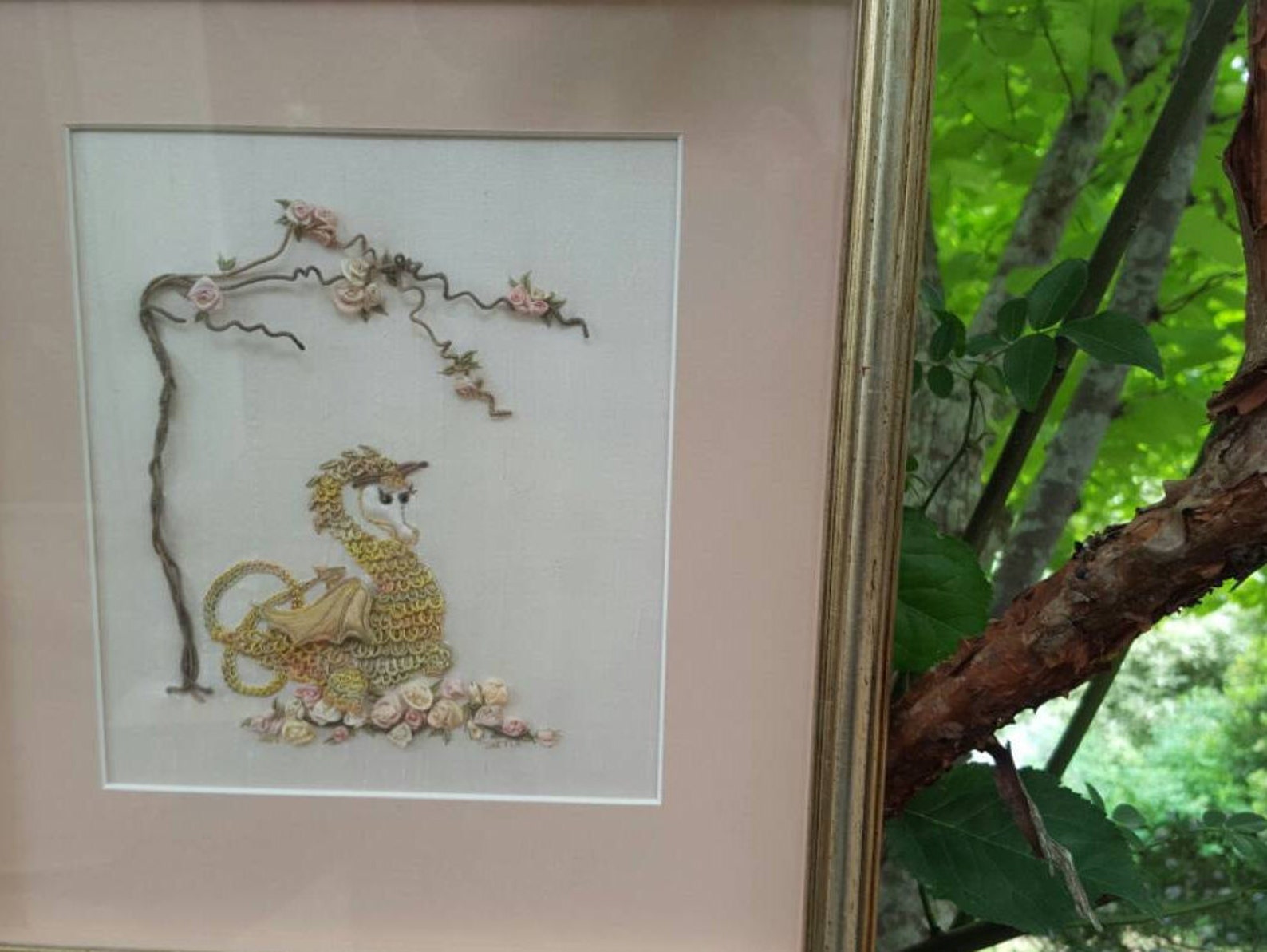 Hand Embroidered Dragon and Roses Hand Embroidery Wall Art PDF - Etsy