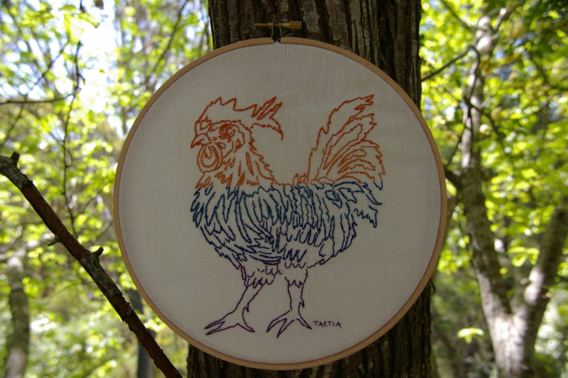 Hand Embroidered ROOSTER Instructions & Pattern Embroidery | Etsy