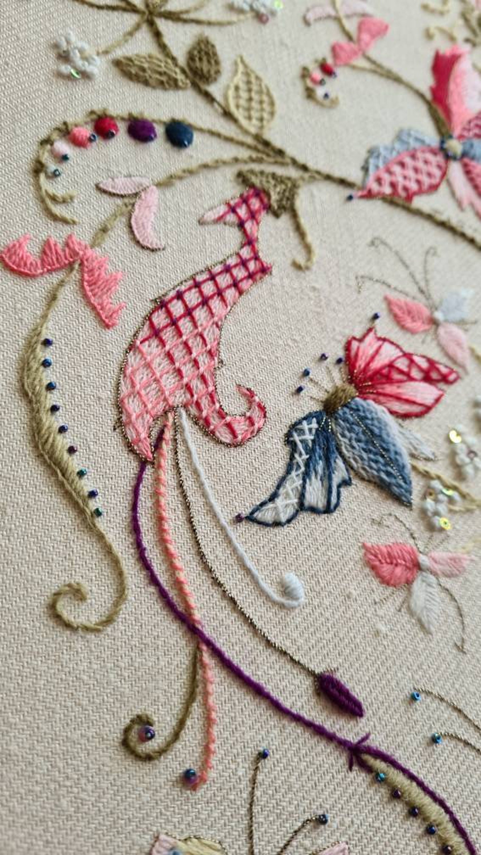 Crewel Embroidery Beetle Reverie Printed Panel & Instructions - Etsy