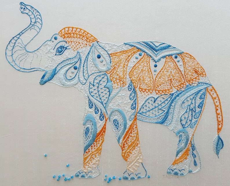 ELEPHANT Modern Hand Embroidery Pattern Elephant. Embroidery ...