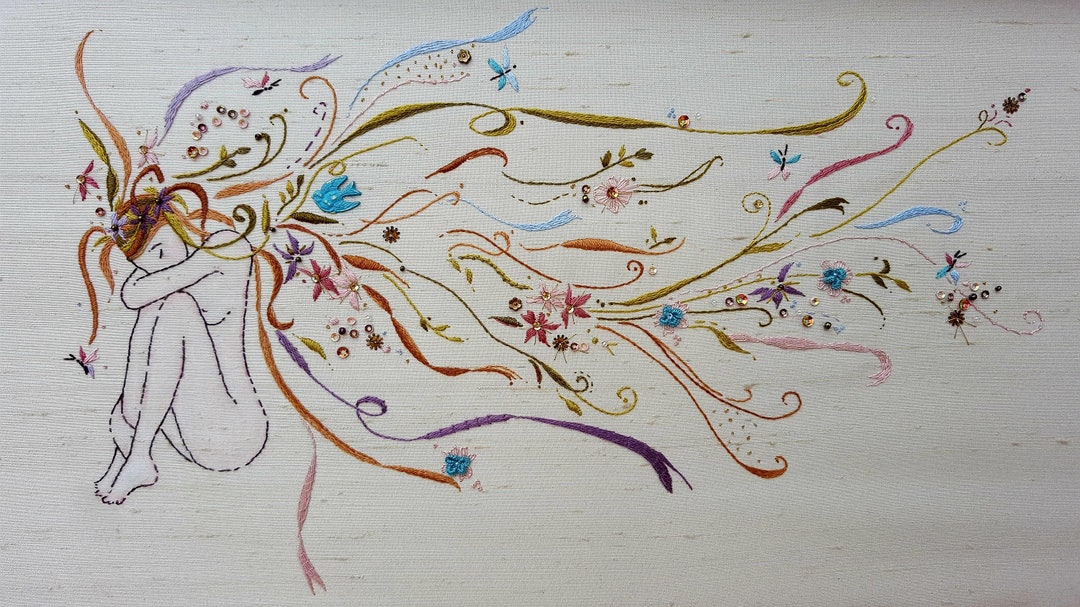 Hand Embroidery Pattern. Girl Hand Embroidered Wall Art. Instructions ...