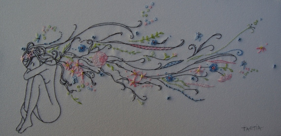 Hand Embroidery Pattern. Girl Hand Embroidered Wall Art. - Etsy