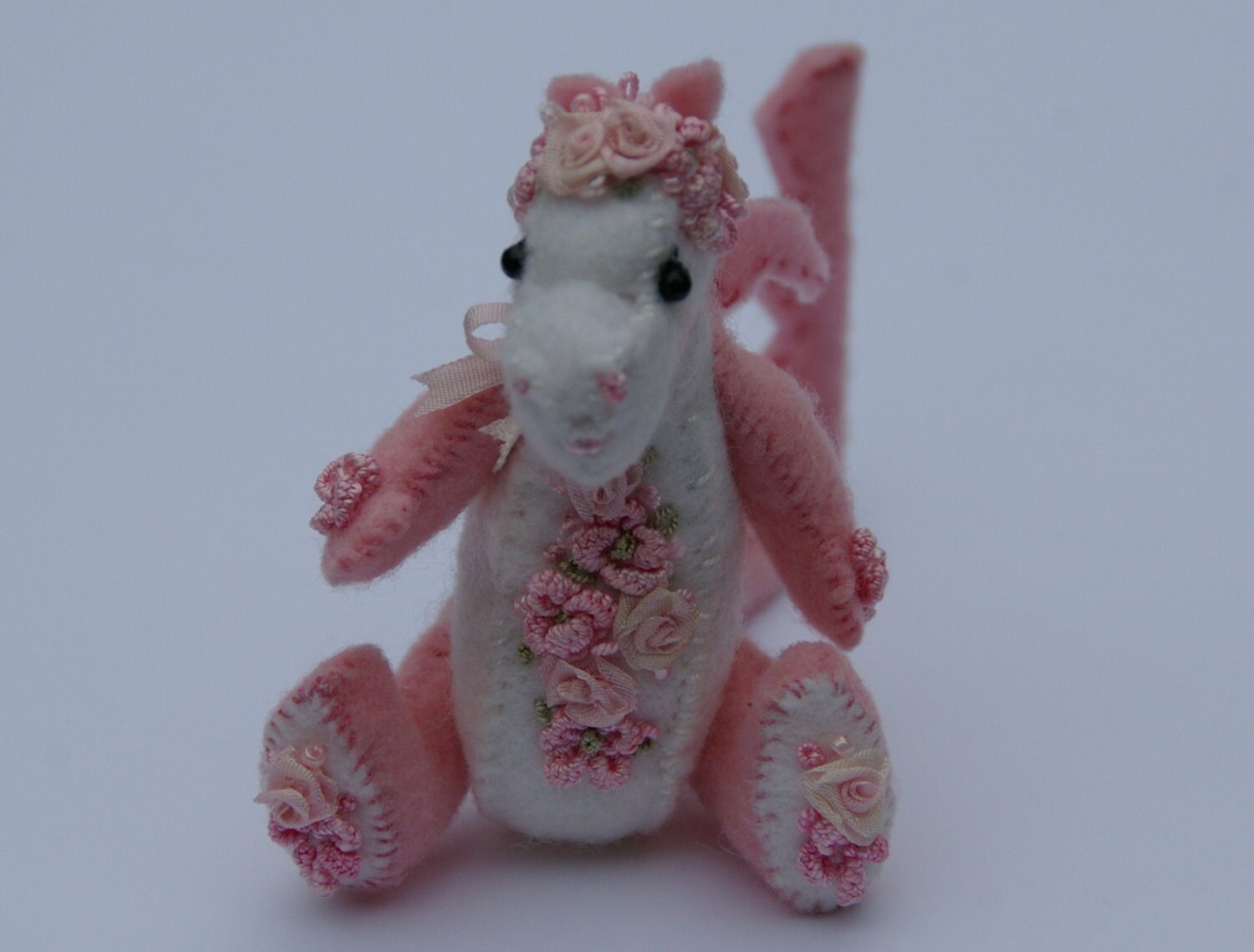 Pattern Hand Embroidered Tiny Felt Dragon and Patchwork Dragon | Etsy