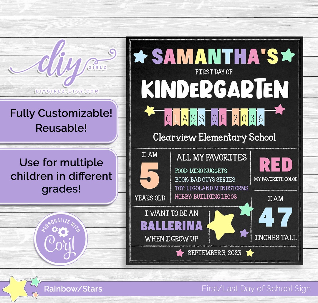 Editable Back to School Sign for Girl Back to School Sign for First Day ...