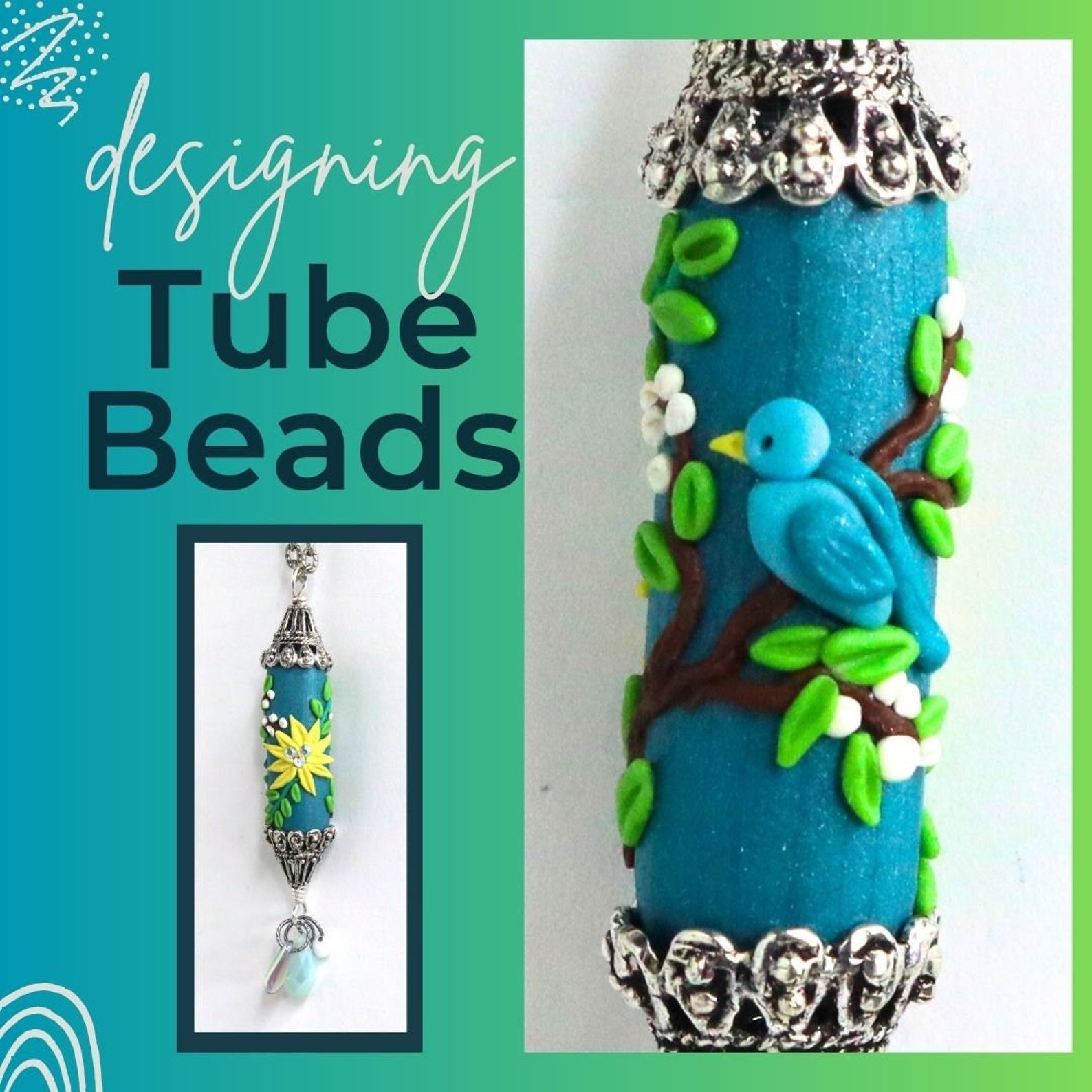Designing Tube Beads in Polymer Clay-downloadable VIDEO Tutorial-how to ...