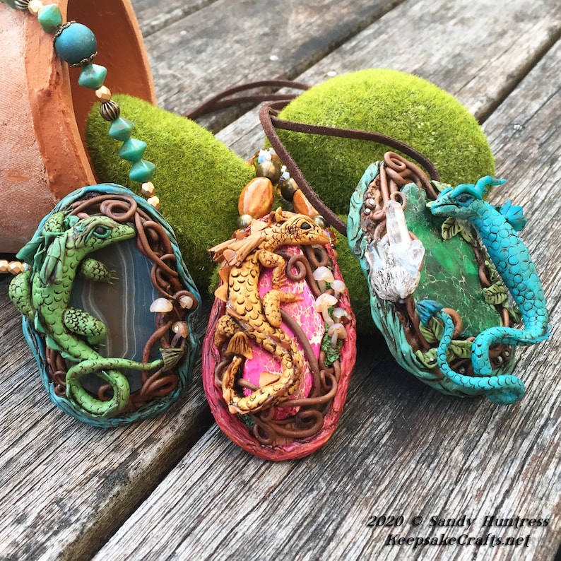 Create a Dragon Necklace in Polymer Clay - Mixed Media Jewelry Pendant ...
