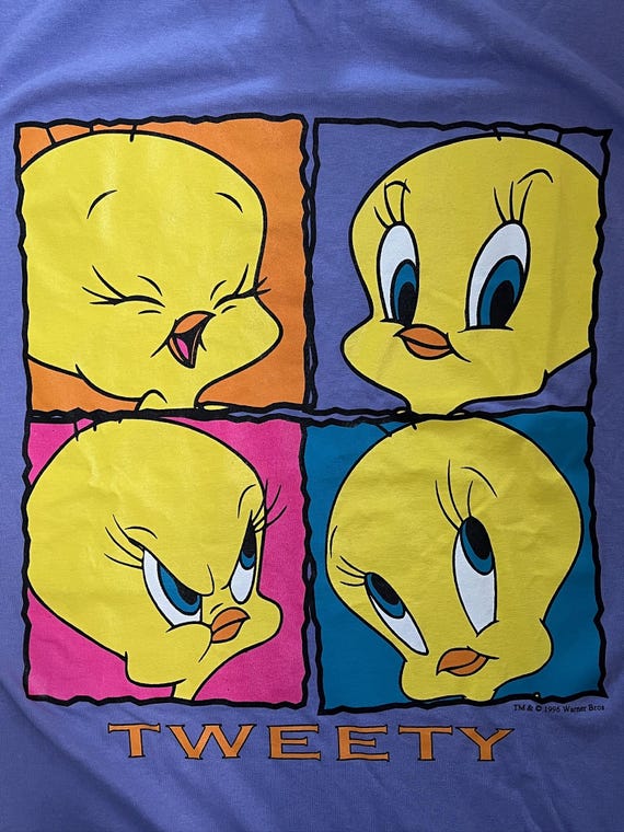 vintage looney tunes tweety bird oversized sleep shir… - Gem