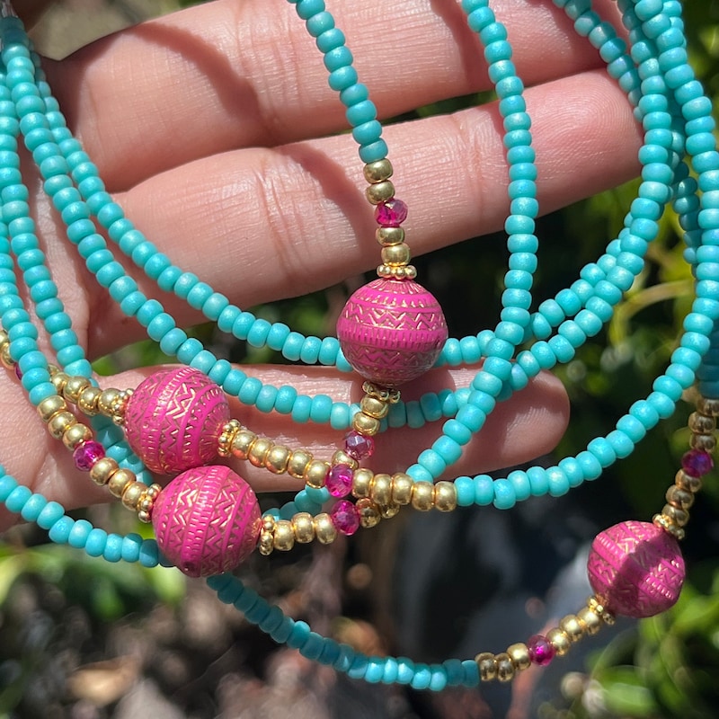 Hot Pink Necklace - Etsy