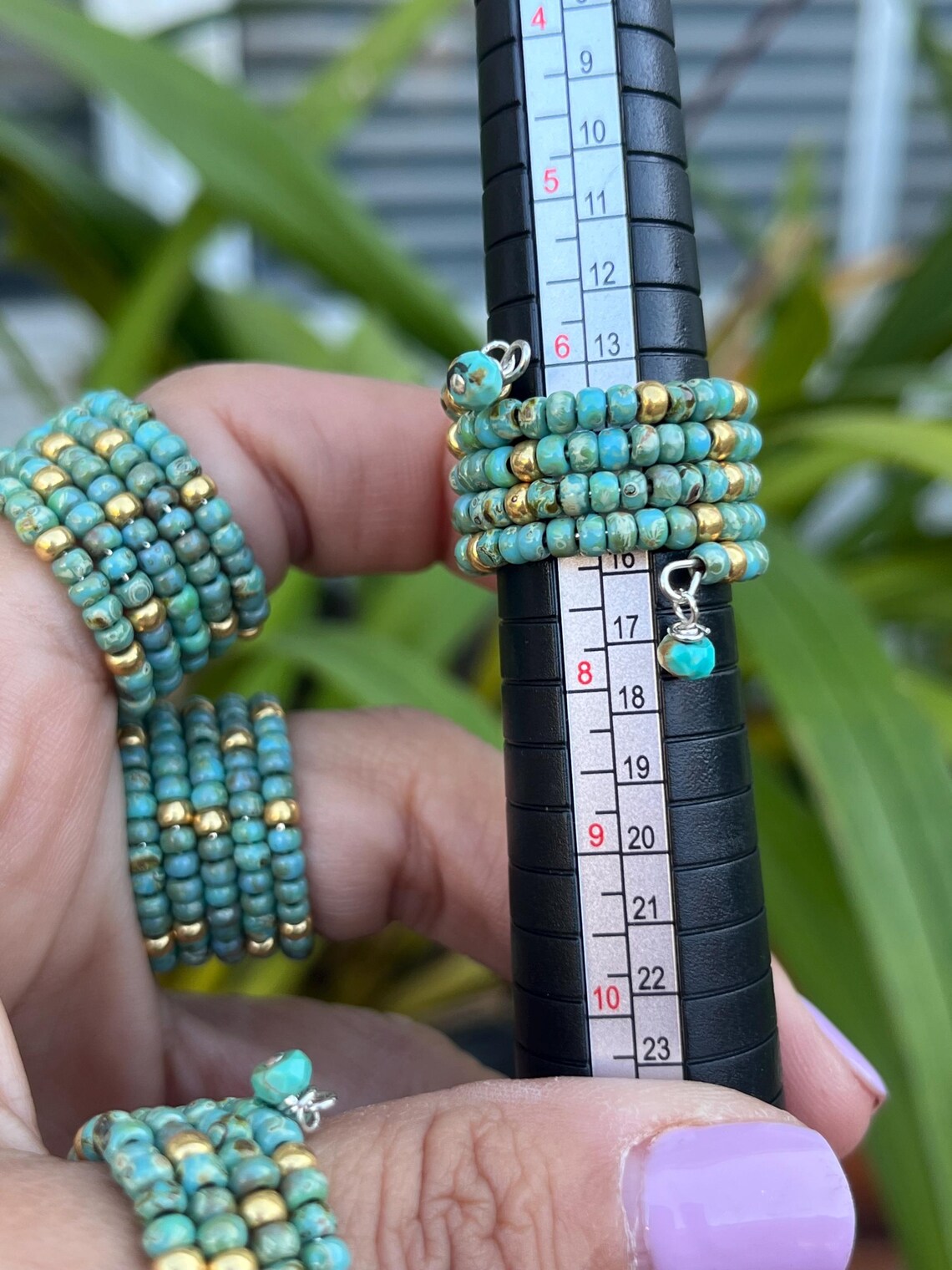 Turquoise Elegant Wrap Ring, Turquoise Picasso Coil Wrap Ring, Seed ...