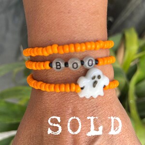 Dainty Boo Bracelet, Dainty Halloween Bracelet, Dainty Glow in the Dark ...