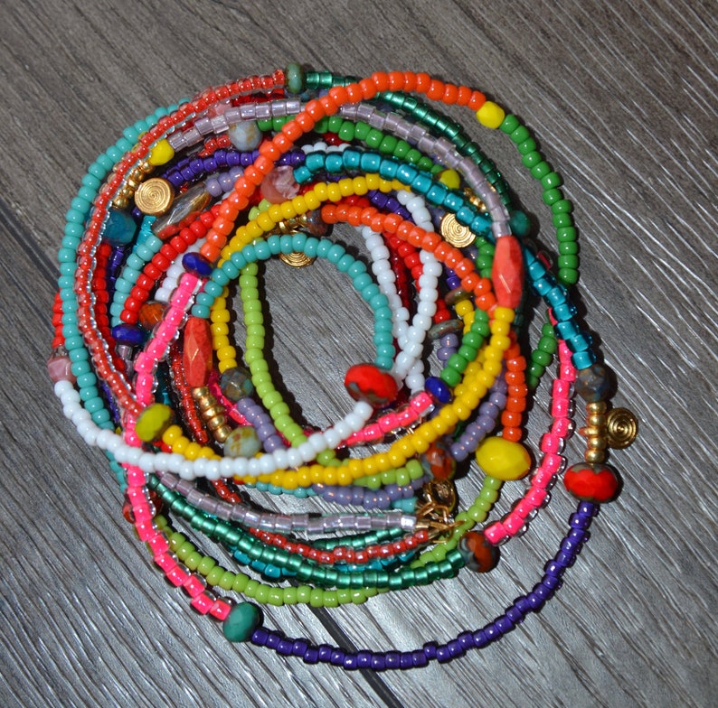 Five Strand Colorful Golden Goddess Necklace Multi Strand - Etsy