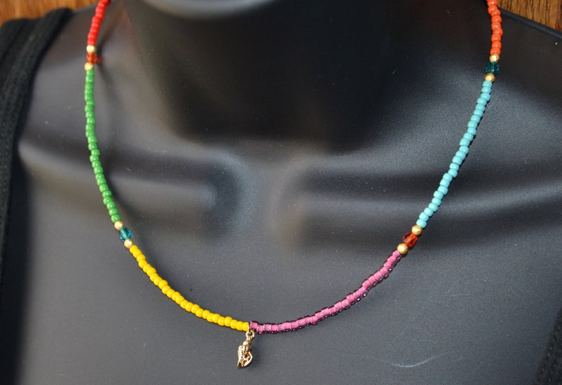 Dainty Multi Colored Seed Bead Necklace With Gold Filled - Etsy