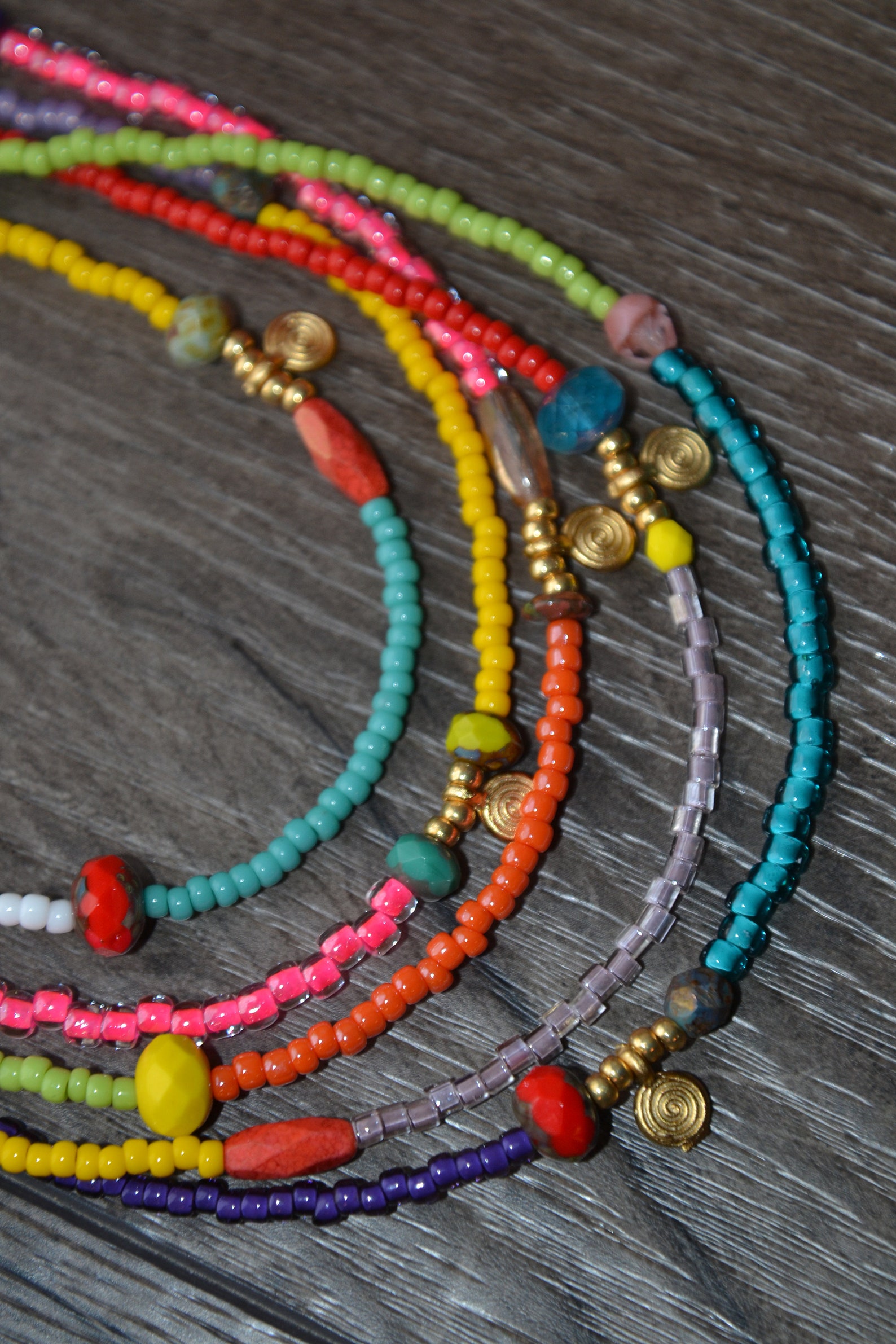 Five Strand Colorful Golden Goddess Necklace Multi Strand - Etsy