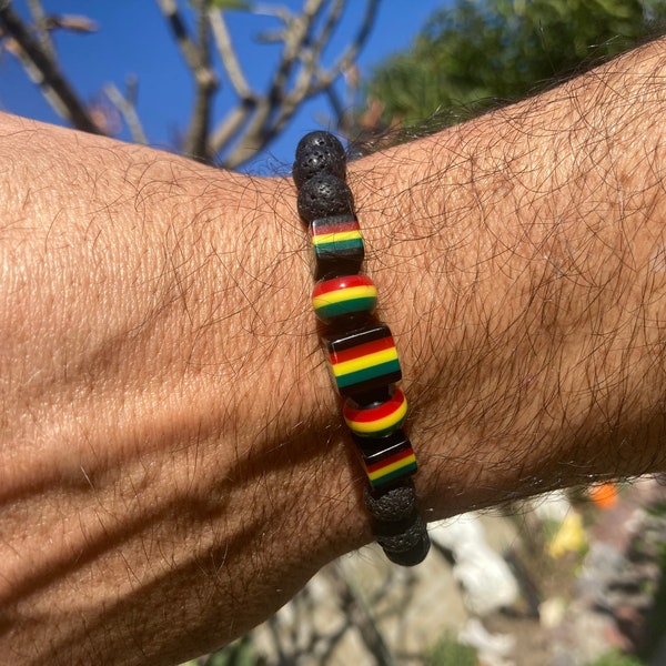 Rasta Bead Bracelet - Etsy