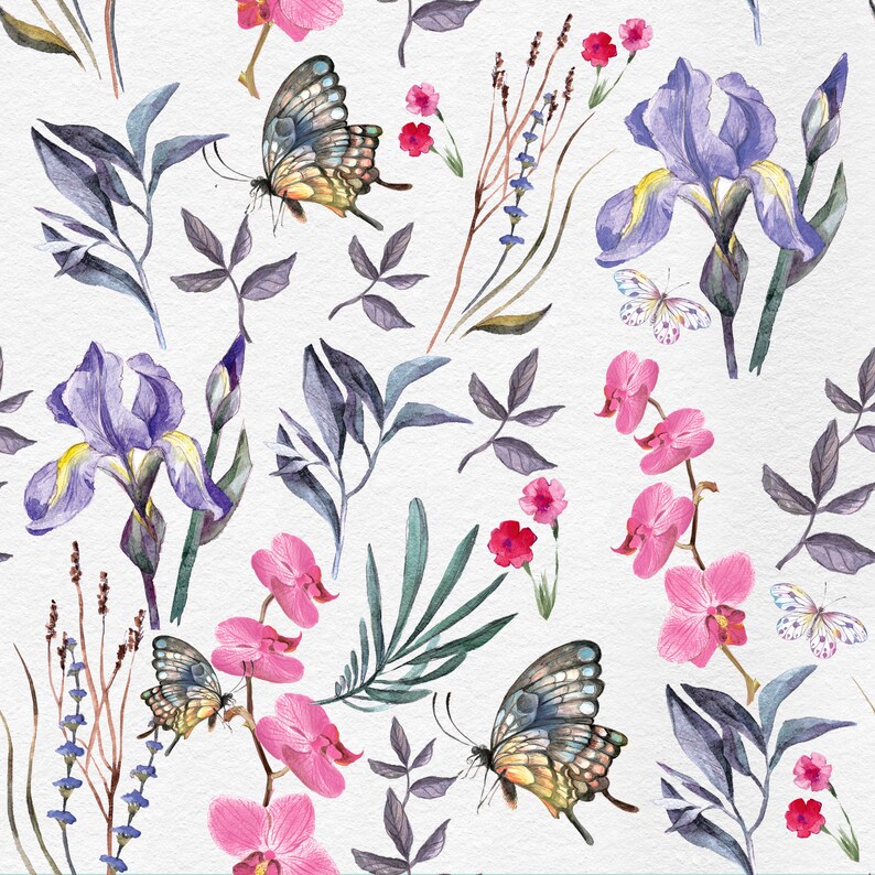 Pink Purple Floral Wallpaper Watercolor Flowers - Etsy