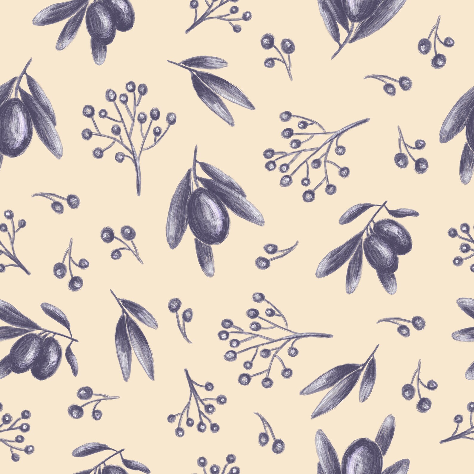 Ivory Purple Olive Wallpaper Nature, Leaves, Peel and Stick ...