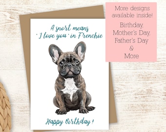 French Bulldog Birthday Card, French Bulldog Greeting Card, Cute Funny ...