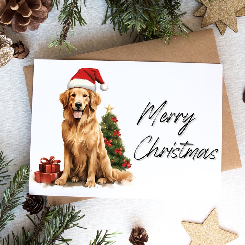 Golden Retriever Christmas Card - Etsy