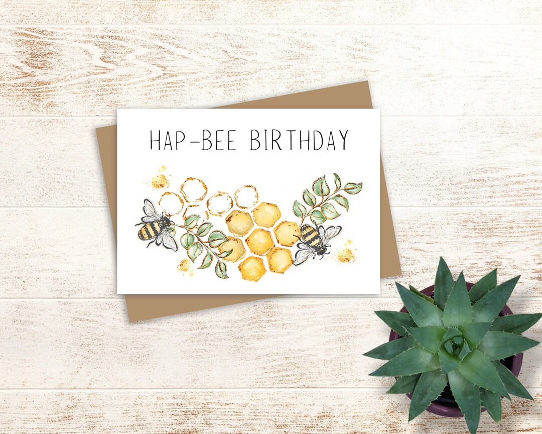 Bee Birthday Card: Bees and Flowers, Custom Message (5x7) - Etsy