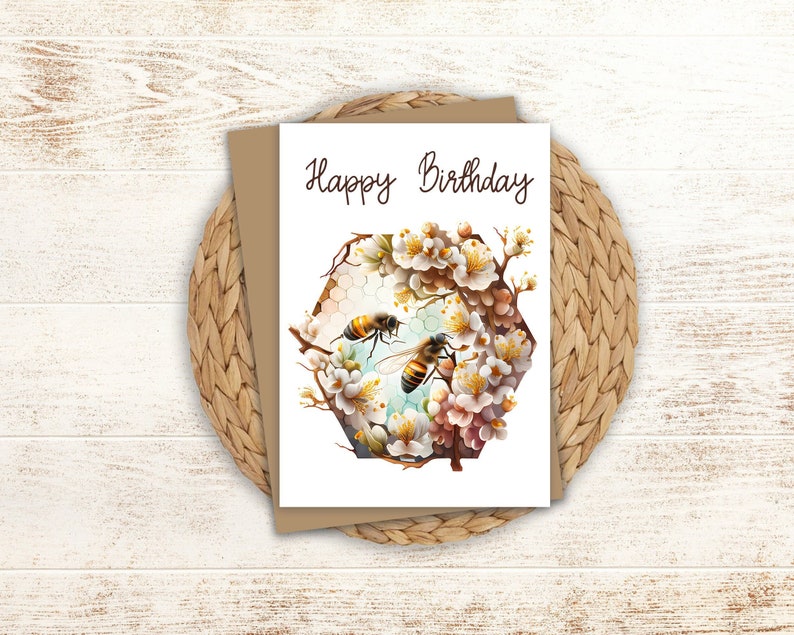 Bee Birthday Card 5x7 Bees Greeting Card Bee Themed - Etsy