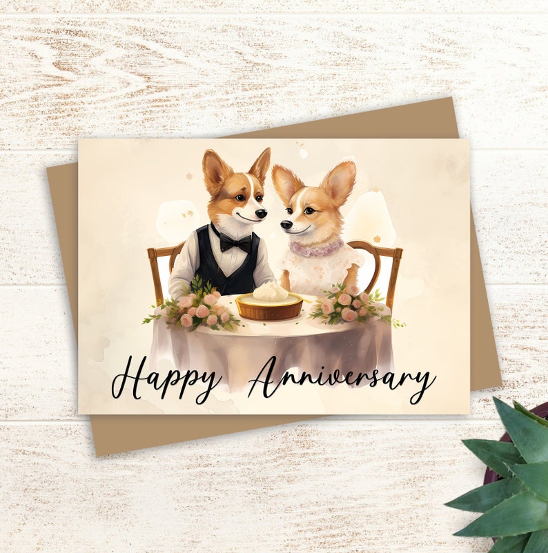 Corgi Anniversary Card | Great Welsh Corgi Gift | Personalize or Blank ...