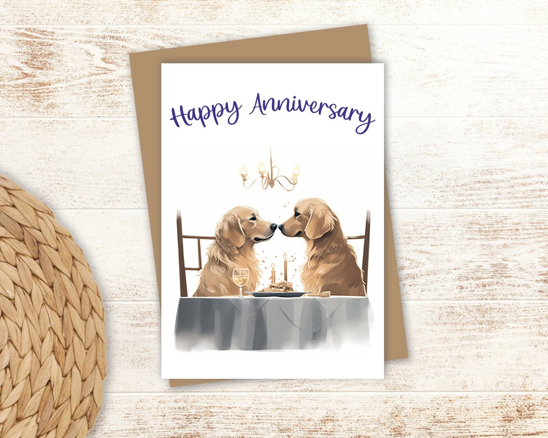 Golden Retriever Anniversary Card | 5x7 | Personalize | Great Gift for ...