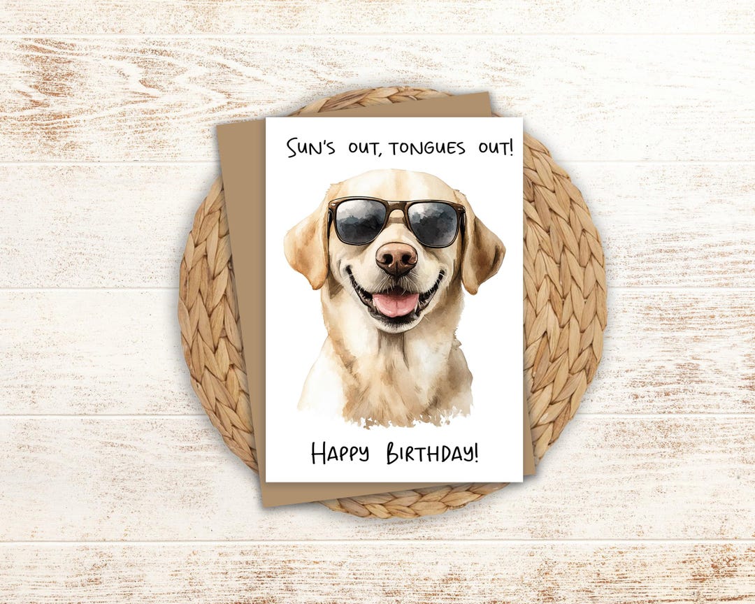 Yellow Lab Birthday Card: Summer Dog Lover Greeting Card (5x7) - Etsy