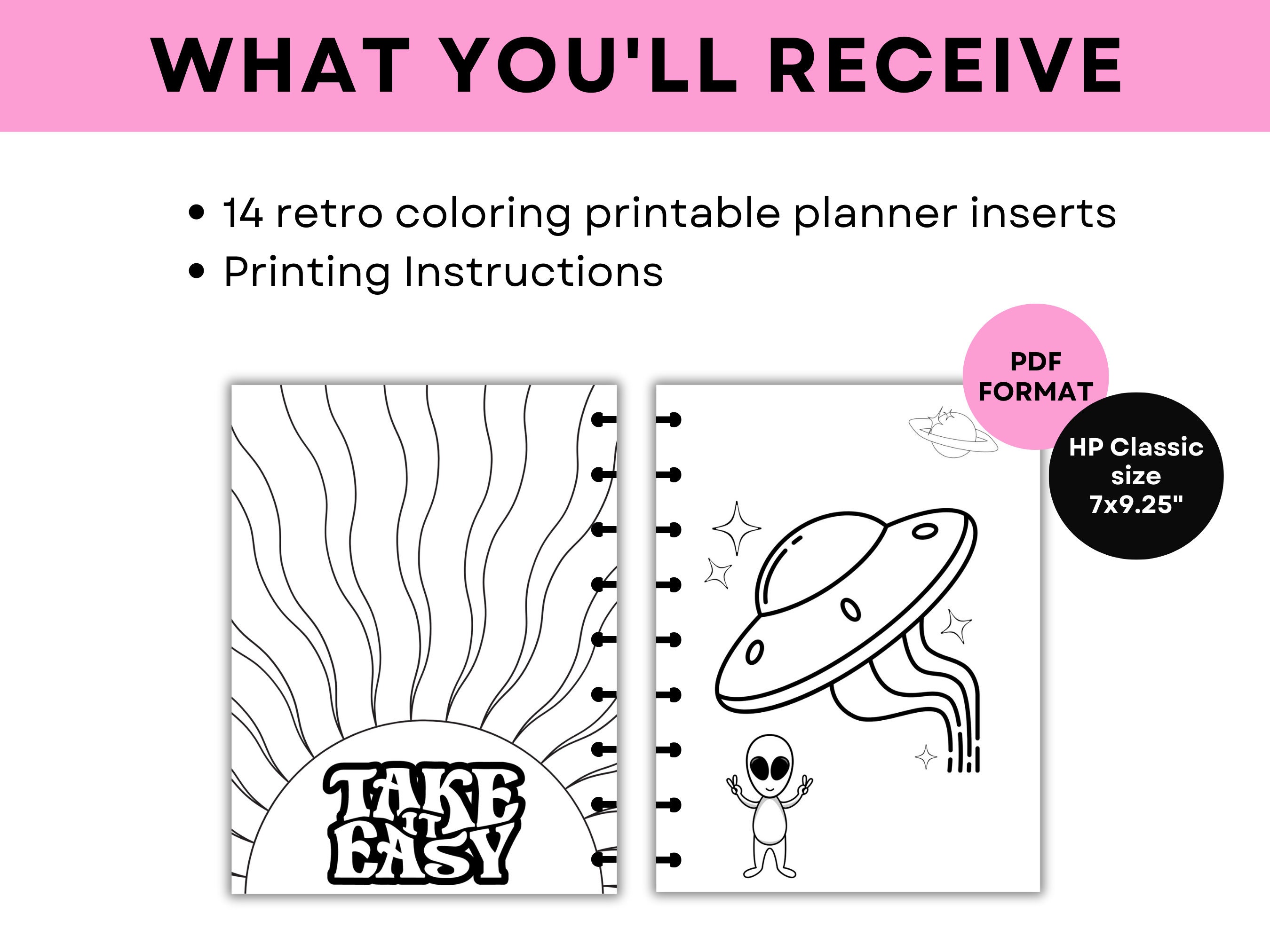 Retro Coloring Pages Printable HP Classic Printable Happy - Etsy