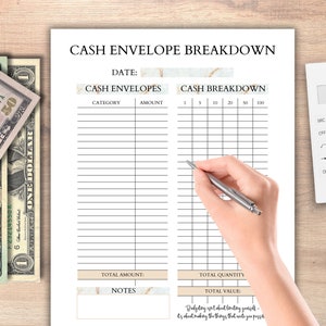 Printable Budget Breakdown Bundle Cash Envelope Breakdown Sheet ...