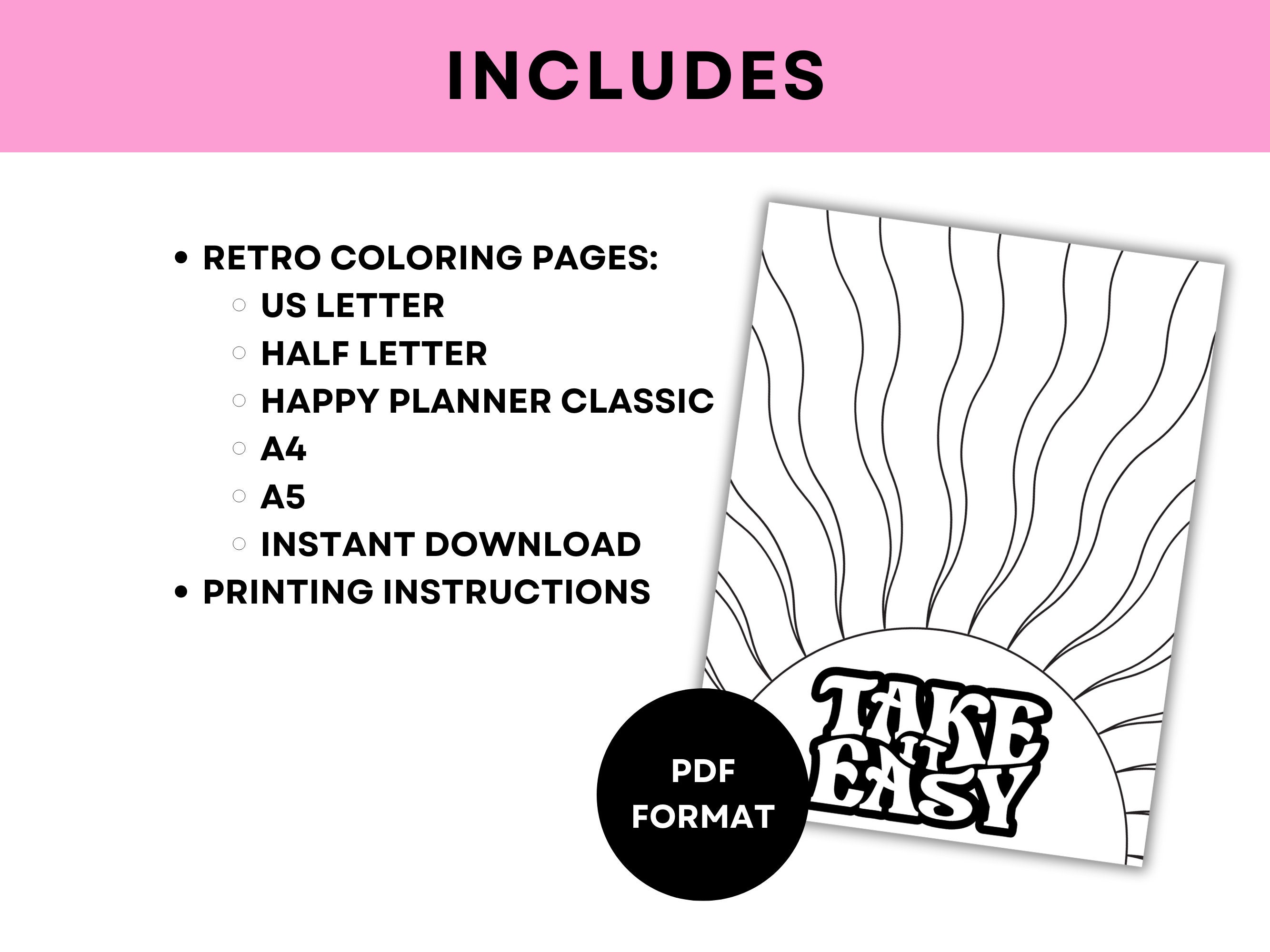 Printable Retro Coloring Pages Printable Coloring Pages Digital ...