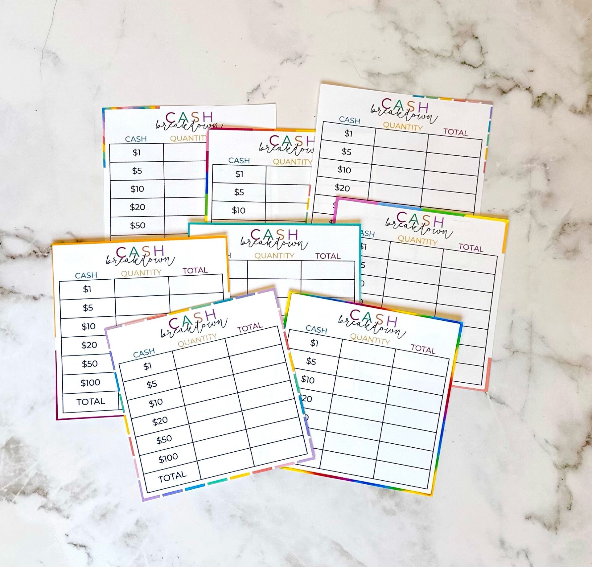 Printable Cash Breakdown Slip Printable Teller Slip Cash - Etsy