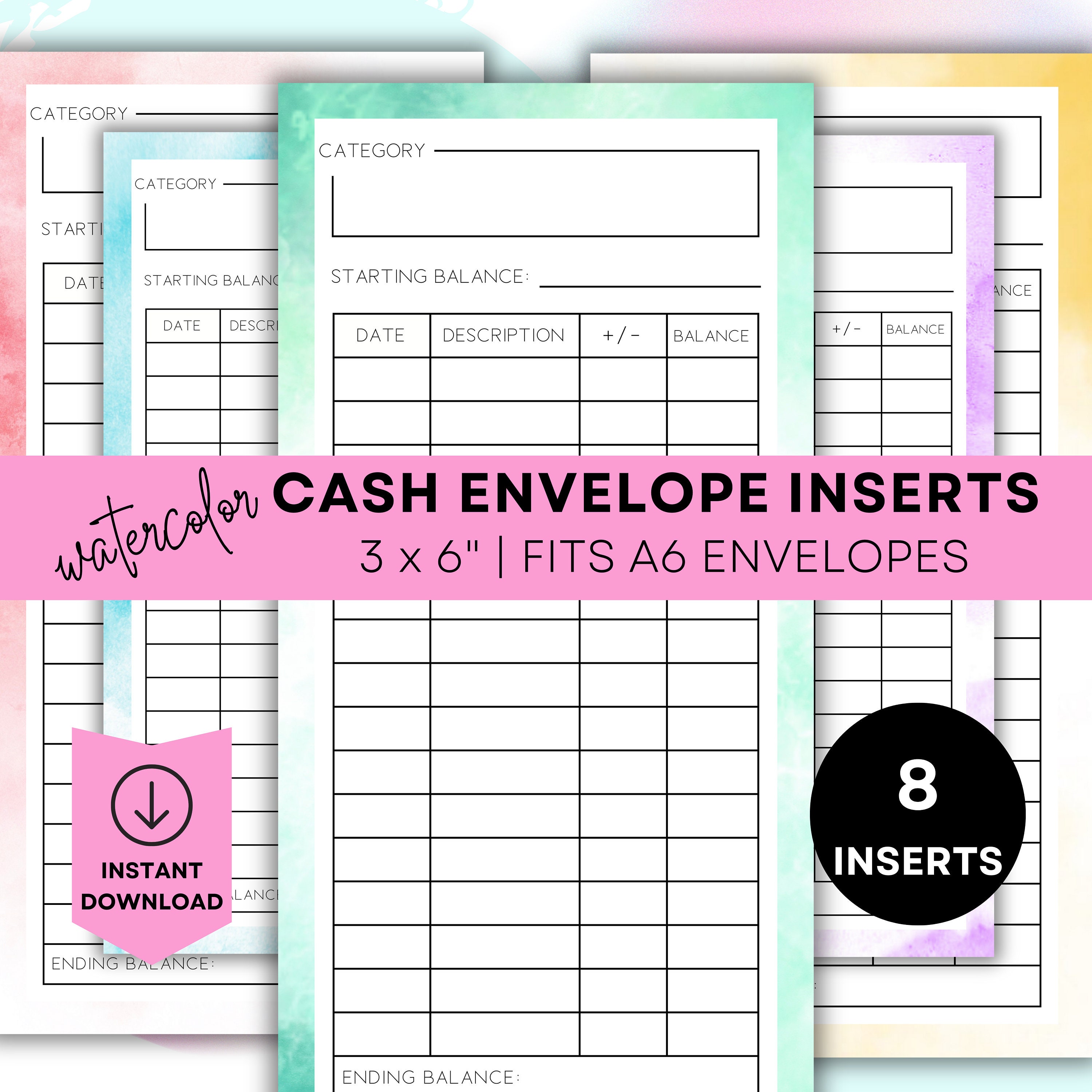 Cash Envelope Inserts Printable Cash Envelope Tracker Cash Stuffing ...
