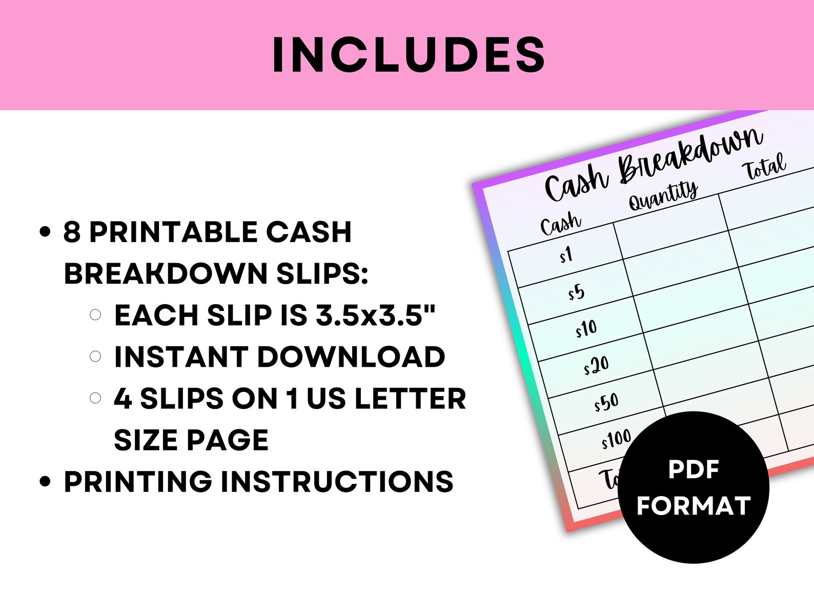 Printable Cash Breakdown Slip Printable Teller Slip Cash Withdrawal ...