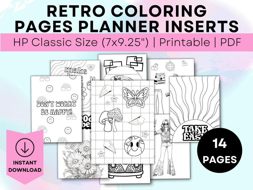 Retro Coloring Pages Printable HP Classic Printable Happy - Etsy